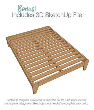 Platform Bed Frame Woodworking Plans - Printable PDF Build Plans ...