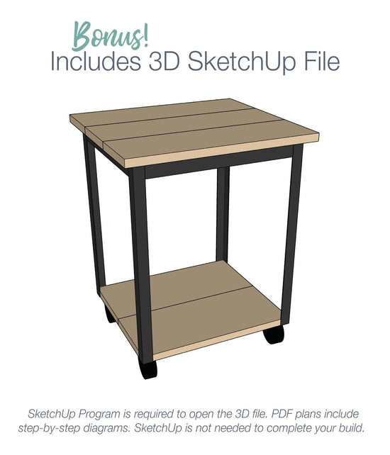 Simple Side Table with Wheels Build Plans – Houseful of Handmade