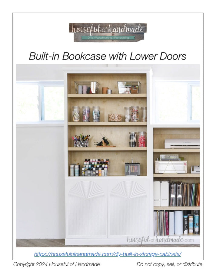 Built-in Bookcase with Lower Doors Woodworking Plans – Houseful of Handmade